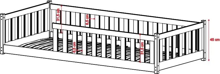 Dětská Montessori postel z masivu borovice BETTY - 200x120 cm - BÍLÁ