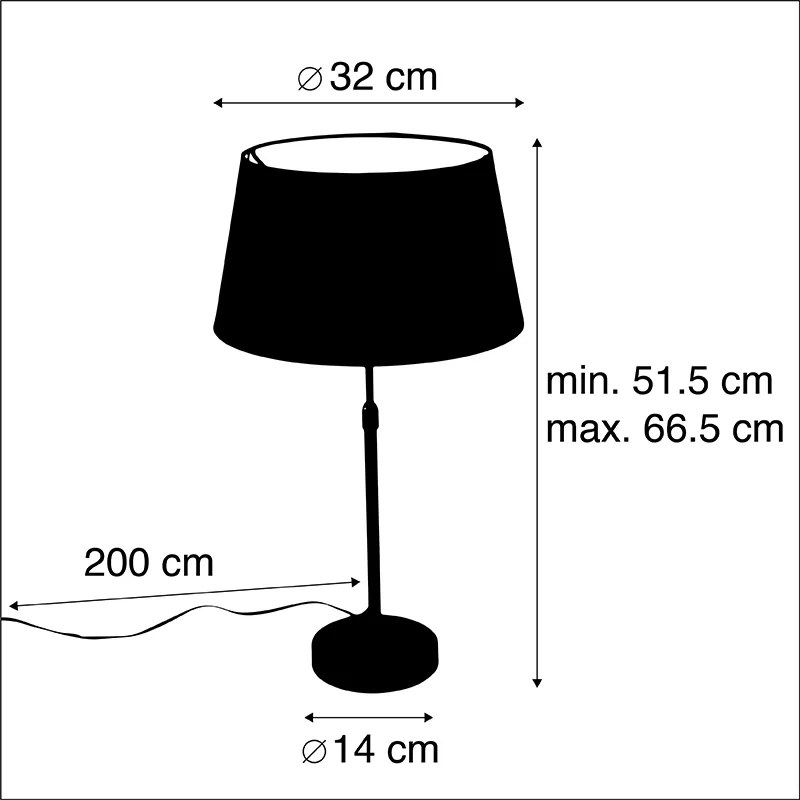 Stolní lampa černá s stínidlem černým se zlatem 35 cm - Parte