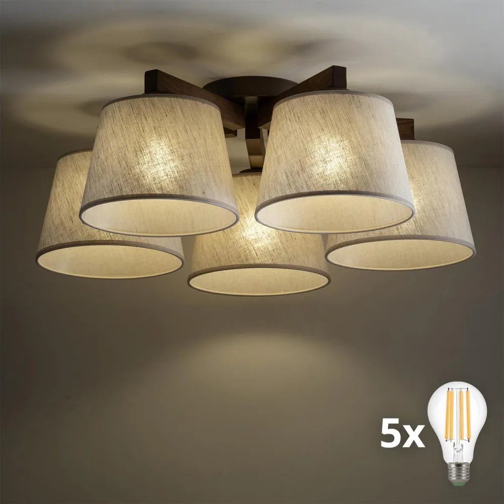 BRILAGI - LED Přisazený lustr LATTE 5xE27/15W/230V borovice/krémová