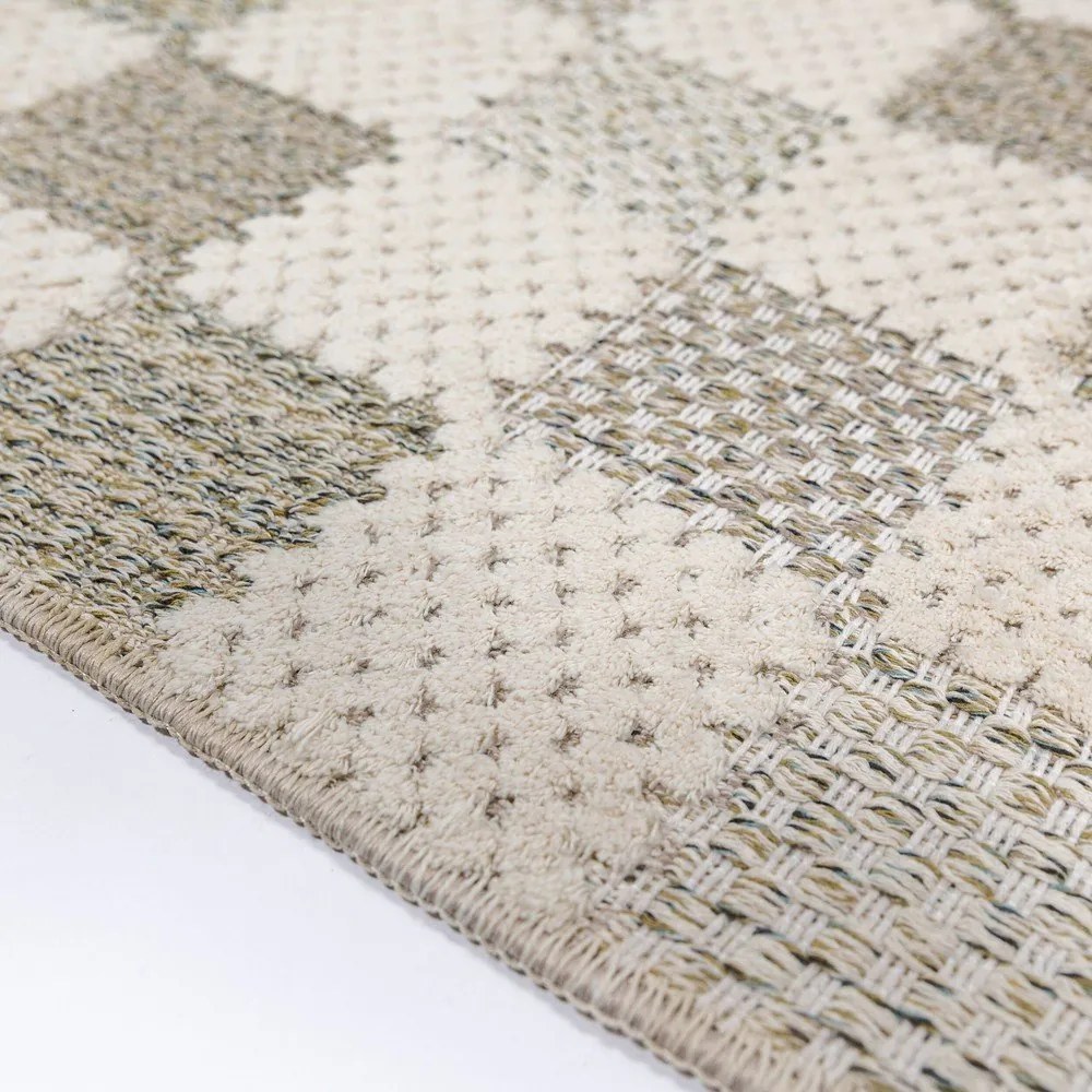 Zelený pratelný koberec s příměsí bavlny 155x230 cm Muted Checkerboard – Flair Rugs