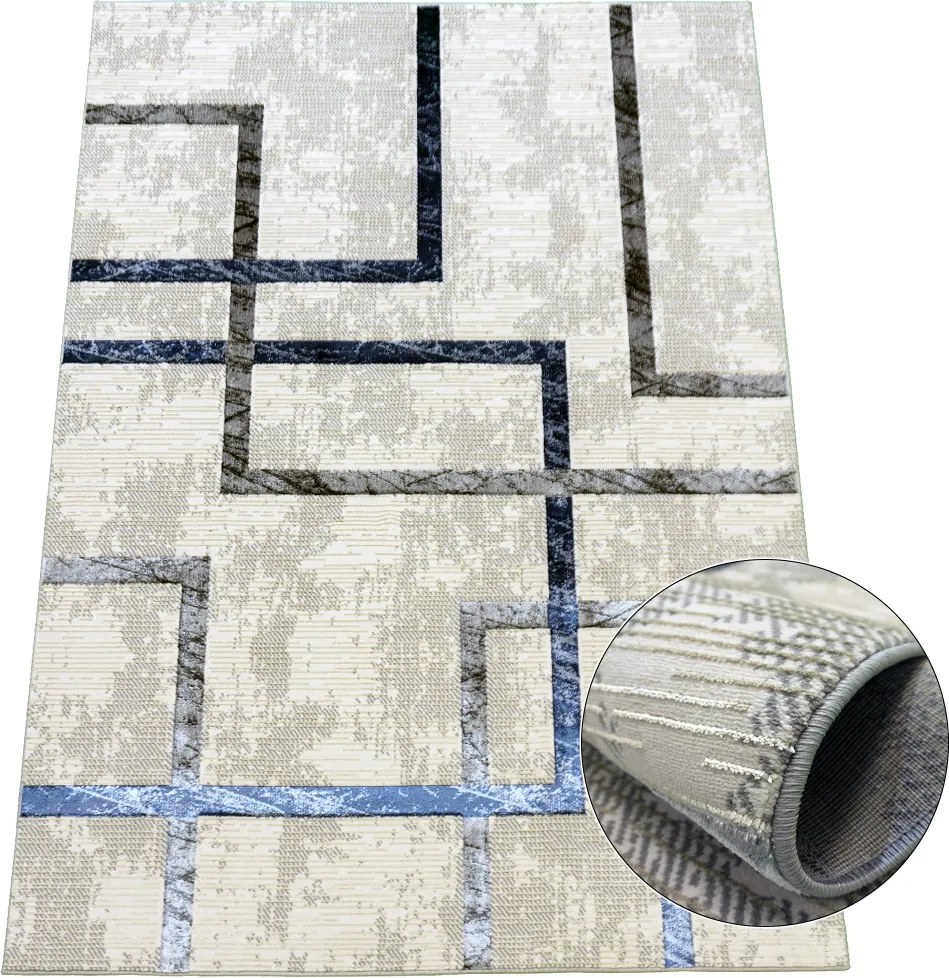 BE Koberec Esprit 3609 NAVY - tmavě modrý obdélníkový Rozměr: 60x100 cm