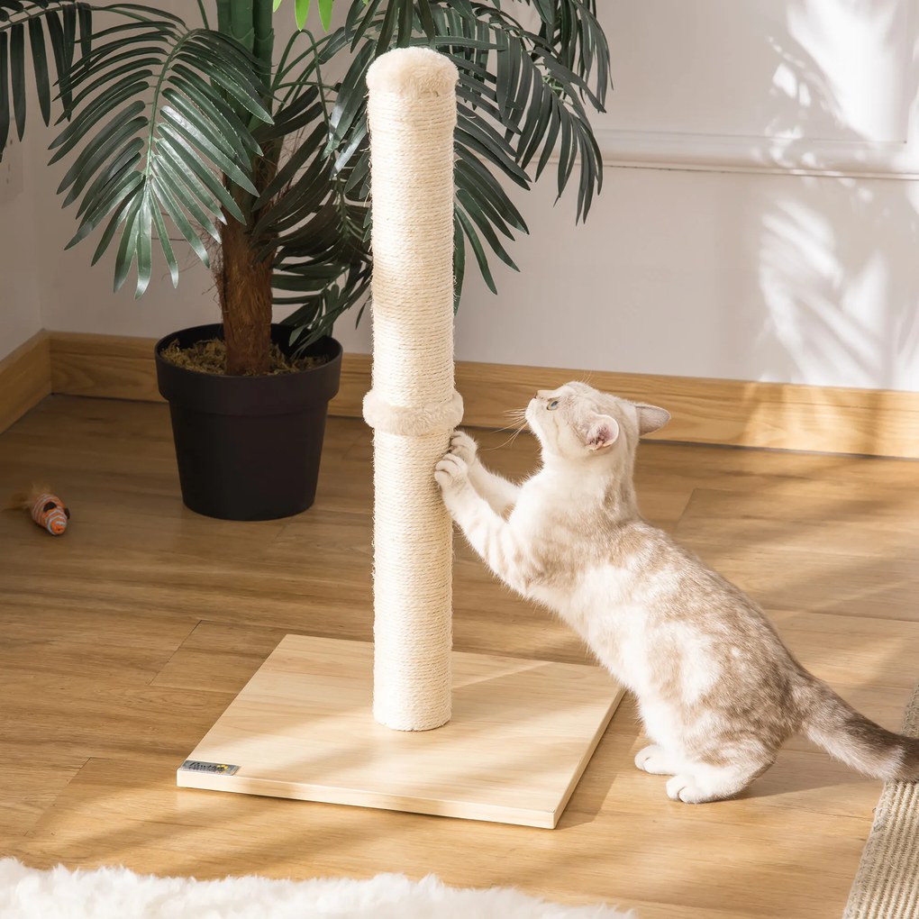 Škrabadlo PawHut sisalové škrabadlo pro kočky 60 cm stabilní s míčkem z dřevotřísky Béžový dub pro aktivní hru