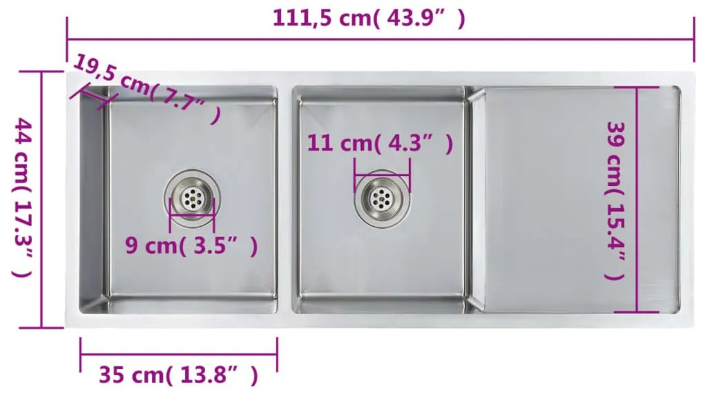 vidaXL Marketos Ručně vyrobený kuchyňský dřez nerezová ocel