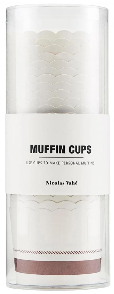 Nicolas Vahé Papírové košíčky na muffiny Stripe Brown - 25 ks, bílá barva, hnědá barva, papír