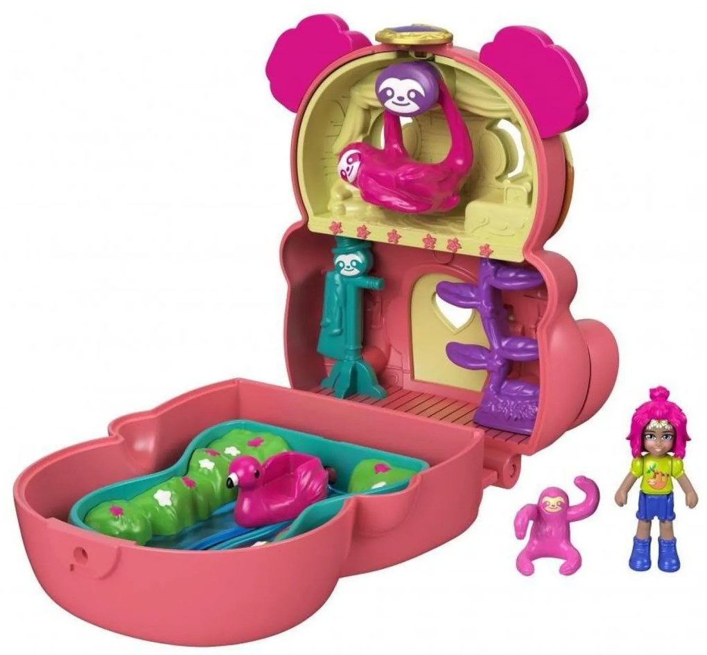 Polly pocket pudřenka s překvapením lenochod, mattel gtm59