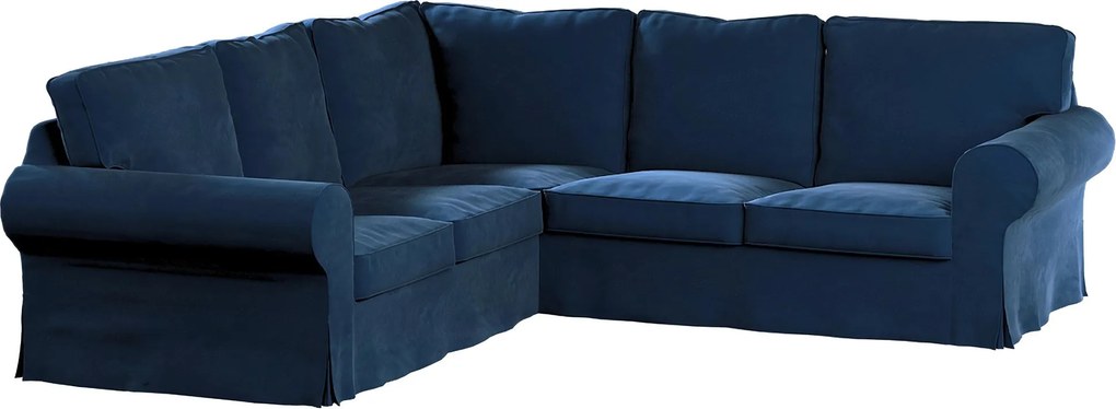 Potah na pohovku IKEA  Ektorp rohová barva tmavě modrá látka lesklé, sametová