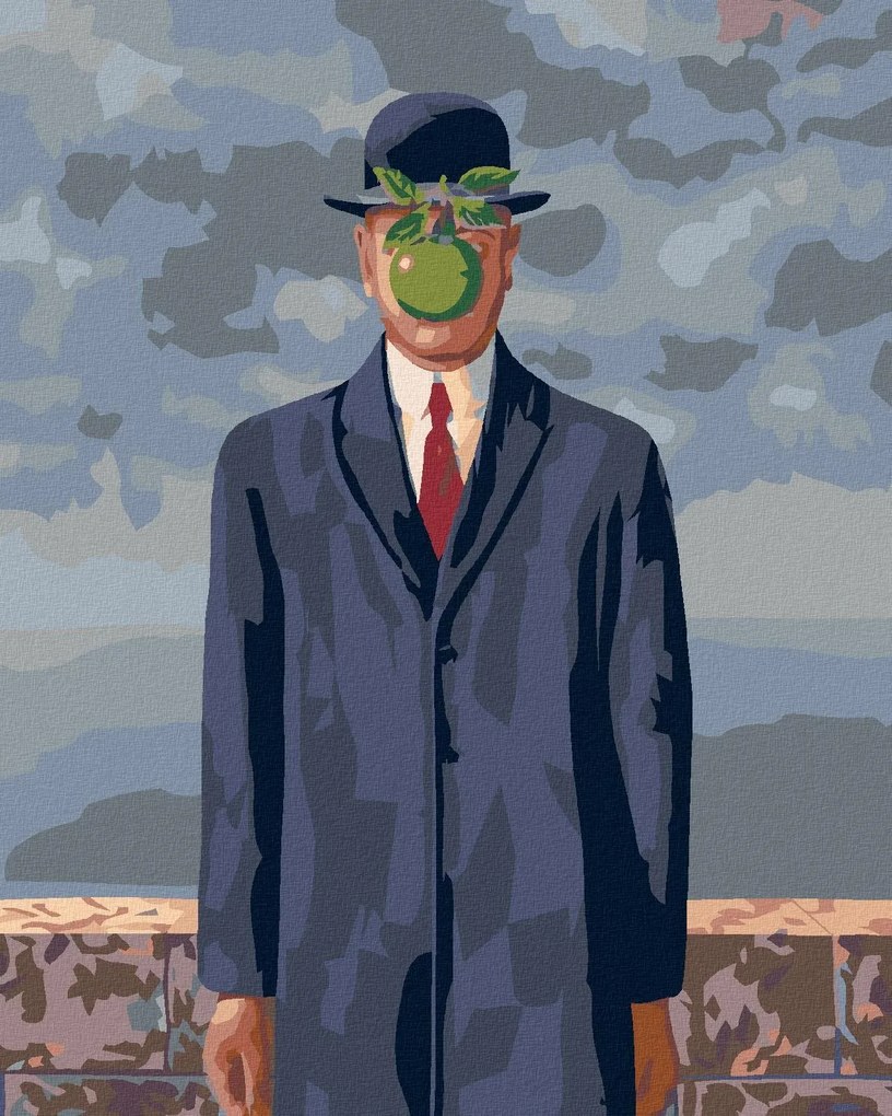zuty malování podle čísel - syn člověka (rené magritte), 80x100 cm, vypnuté plátno na rám