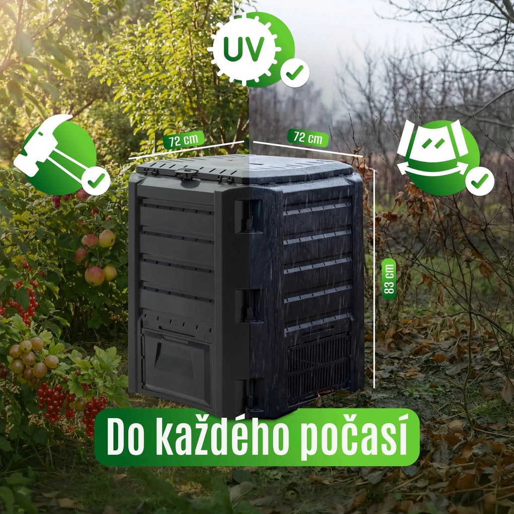 Zahradní kompostér Grace 1200 L černý