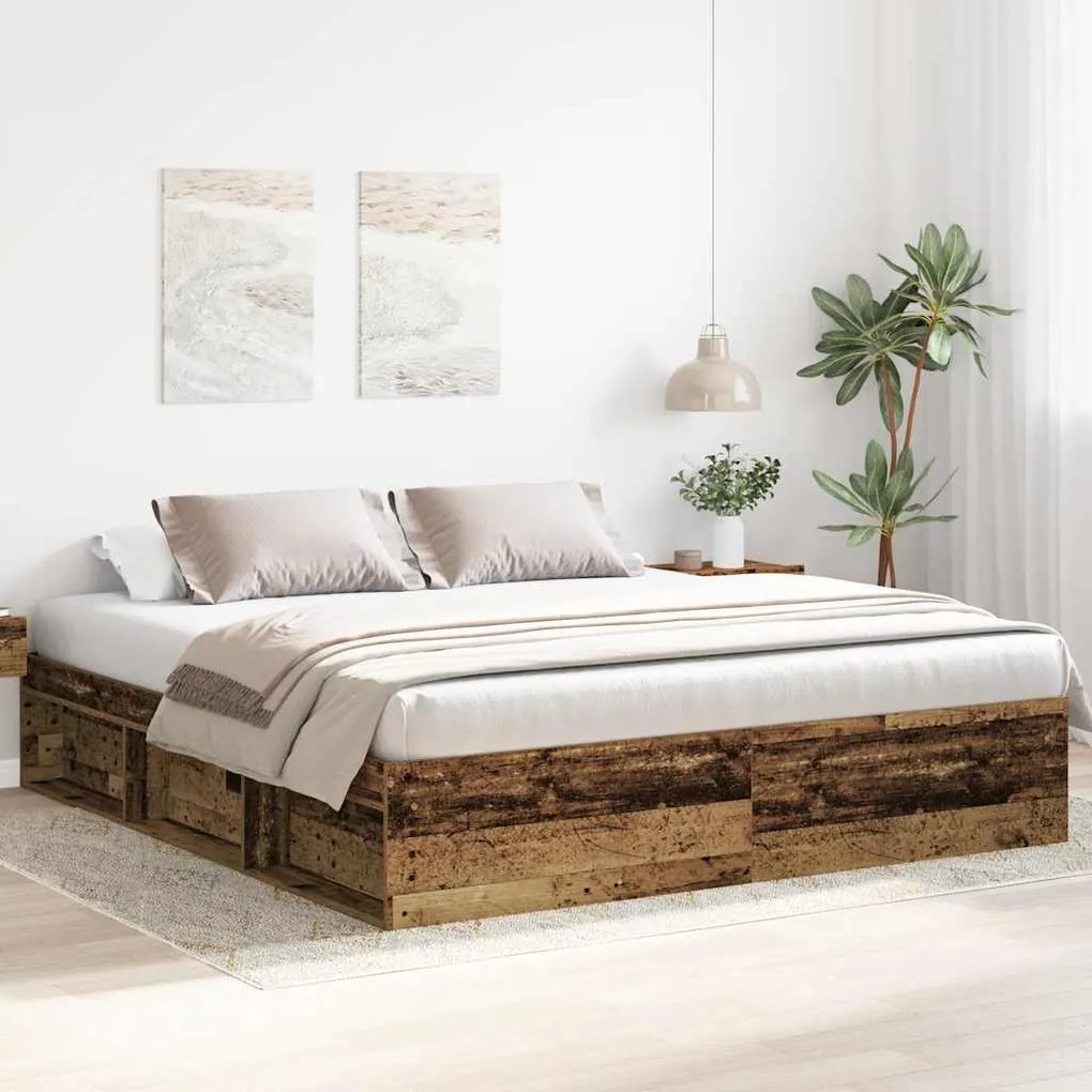 Rám postele bez matrace Staré dřevo 200x200cm Technické dřevo 3328869
