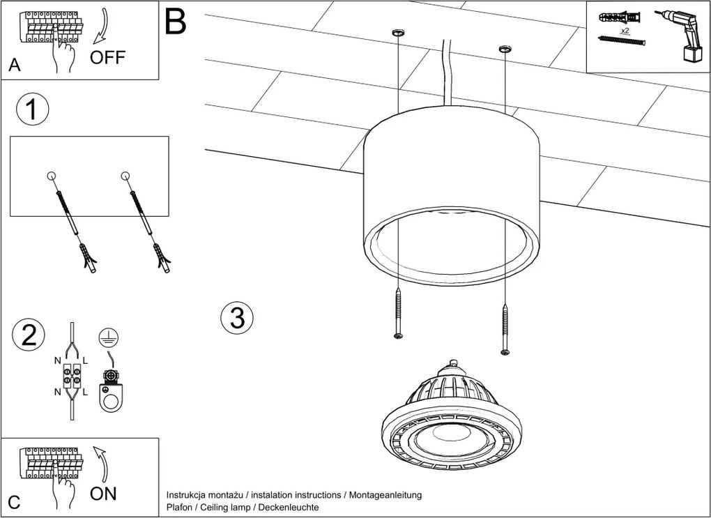 Sollux Lighting Plafond BASIC 1 přírodní dřevo