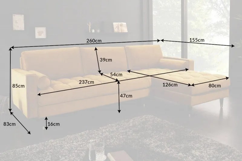 Invicta Interior Moderní sametová pohovka žlutá - Kaul