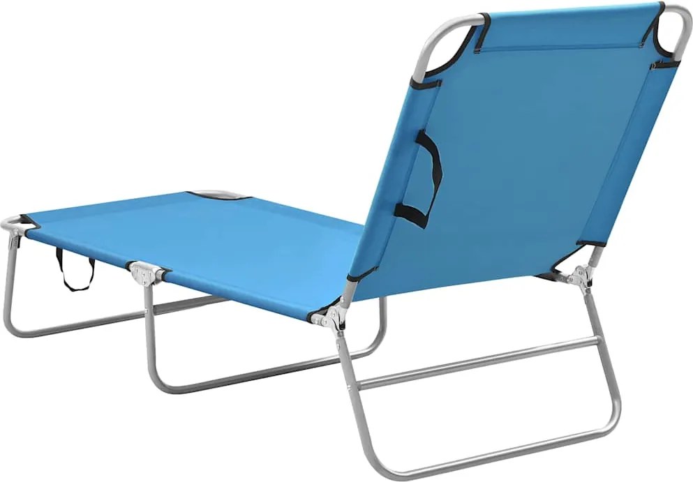Zahradní lehátko ocel a textil tyrkysově modré 310329