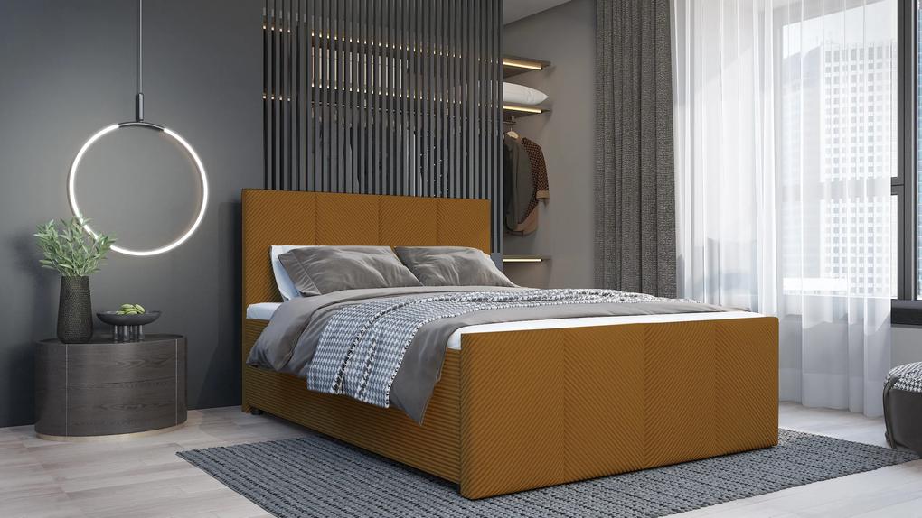 SFAB Kontinentální čalouněná postel MILANO (140x200 cm) Barva látky: Hořčicová (Lincoln 48)