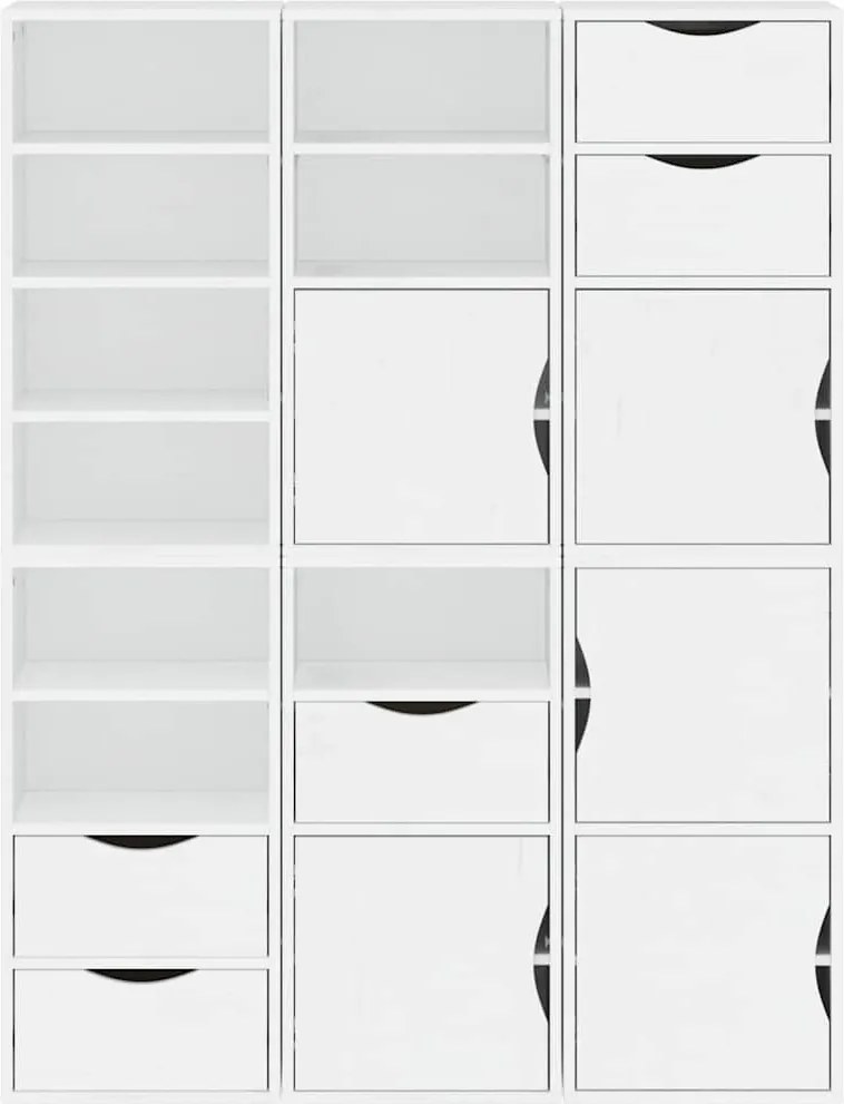 Boční skříňky 6 ks "ODDA" Bílá 40x24x79 cm Borovicový masiv 3365355