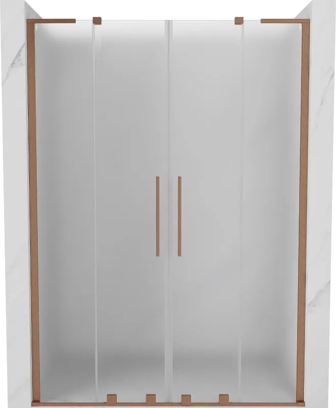 Mexen Velar L Duo, posuvné sprchové dveře do otvoru 160 cm, 8mm sklo námraza, měděná matná, 871-160-003-32-65