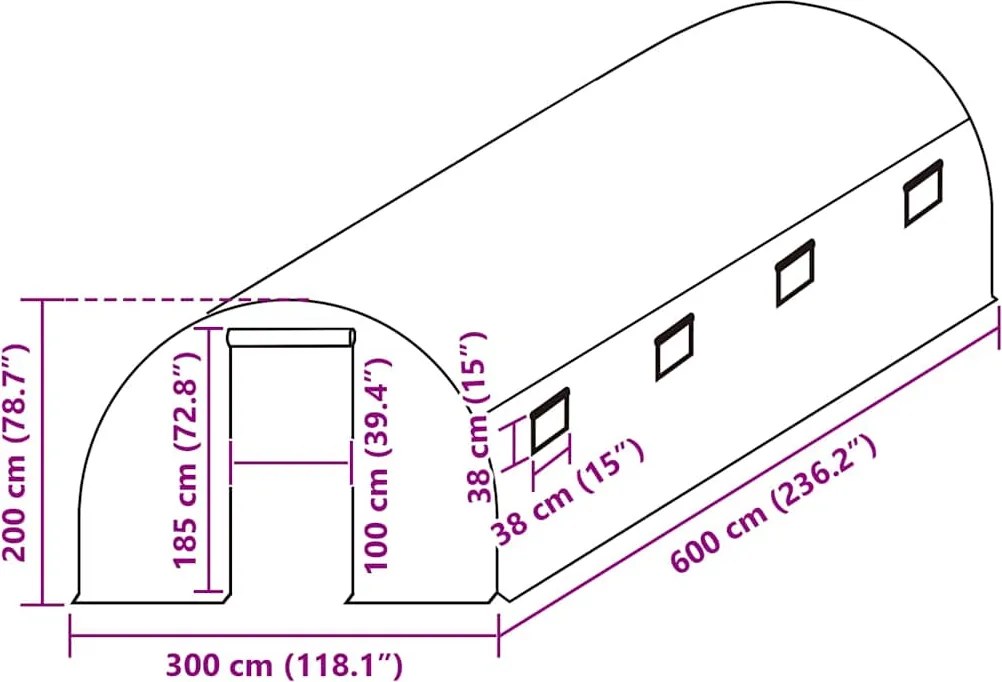 Náhradní plachta na skleník (18 m²) 3 x 6 x 2 m průhledná 316437