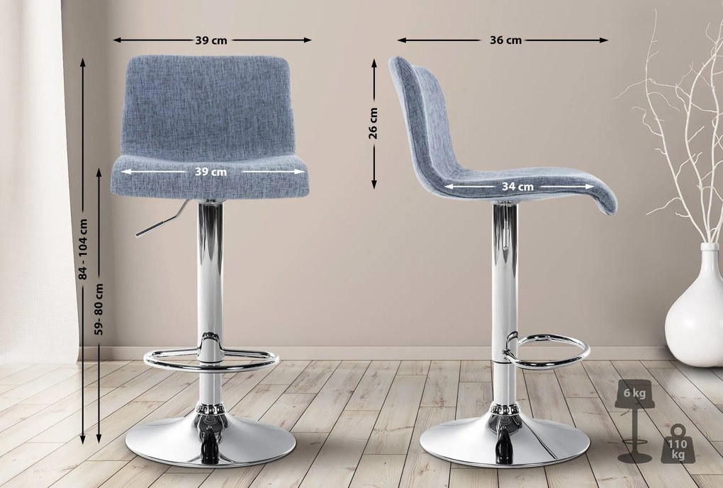 Barová židle Hoover látka C – modrá