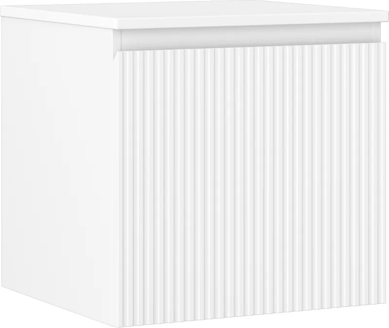 Mexen Rivel, koupelnová skříňka 50 cm s pracovní deskou, 1 zásuvka, drážkovaná, bílá matná, 91A20-05047-1-BFC01