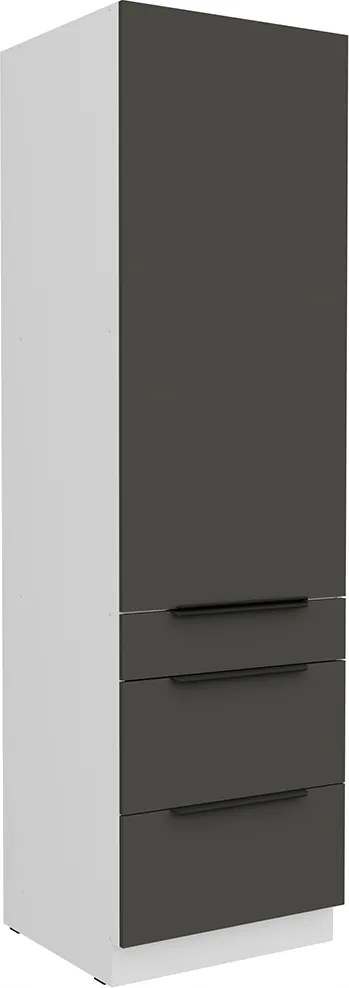 ARIA po | vysoká skříňka 60 DKS-210 3S1F potravinová | UNI DVÍŘKA | 60 cm | PREMIUM BOX | bílá/šedá grafit