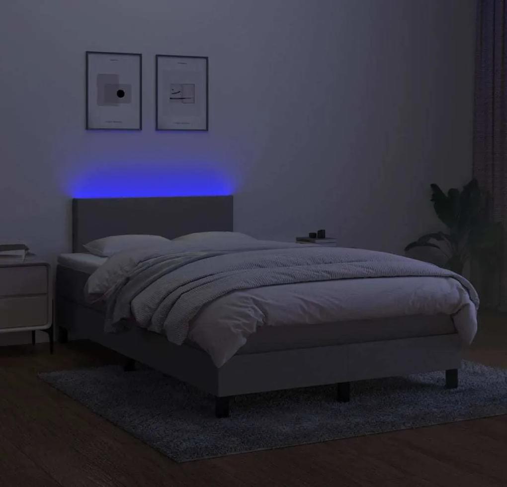 vidaXL Box spring postel s matrací a LED 120 x 200 cm textil [3132981] Barva: světle šedá
