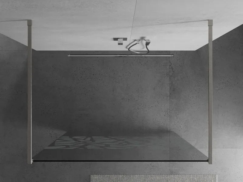 Mexen Kioto, sprchová zástěna Walk-In 130 x 200 cm, 8mm čiré sklo bílý vzor, broušená ocel profil, 800-130-002-97-85