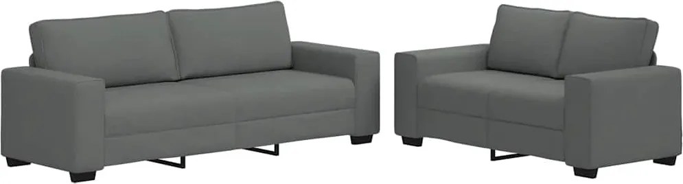 2dílná sedací souprava s poduškami tmavě šedá textil 3324732
