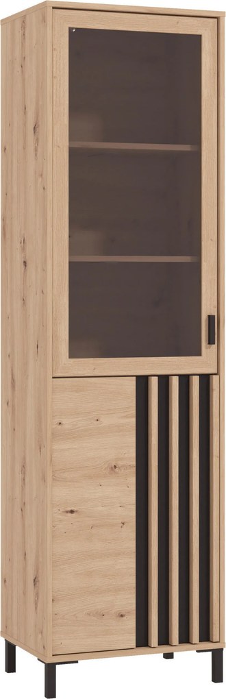 XXXLutz VITRÍNA, černá, dub artisan, 54,6/192,6/40 cm Hom`in - Kredence a vitríny - 000834014403
