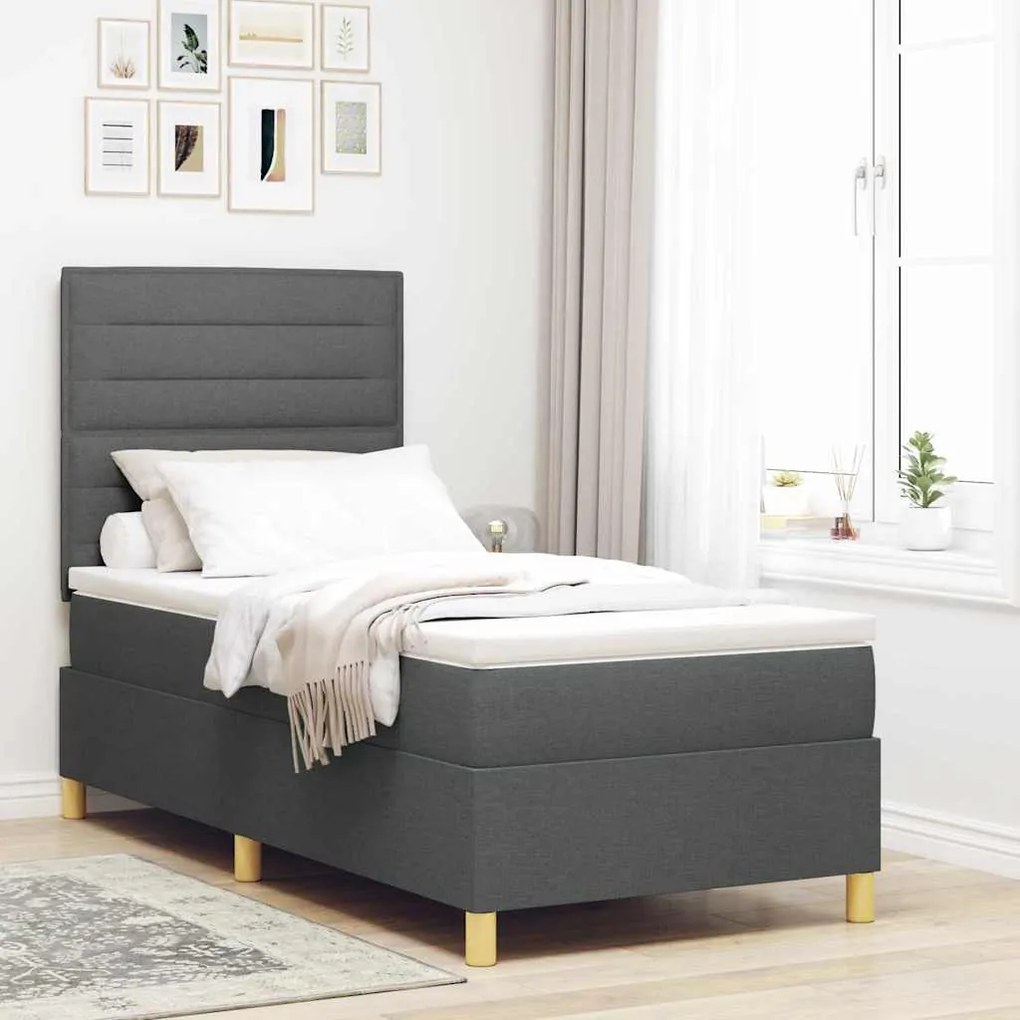 Postel s boxspringem s matrací Tmavě šedá 80 x 200 cm textil 3339498
