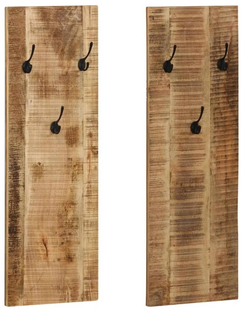 246025 vidaXL Nástěnný věšák 2 ks masivní mangovníkové dřevo 36 x 110 x 3 cm
