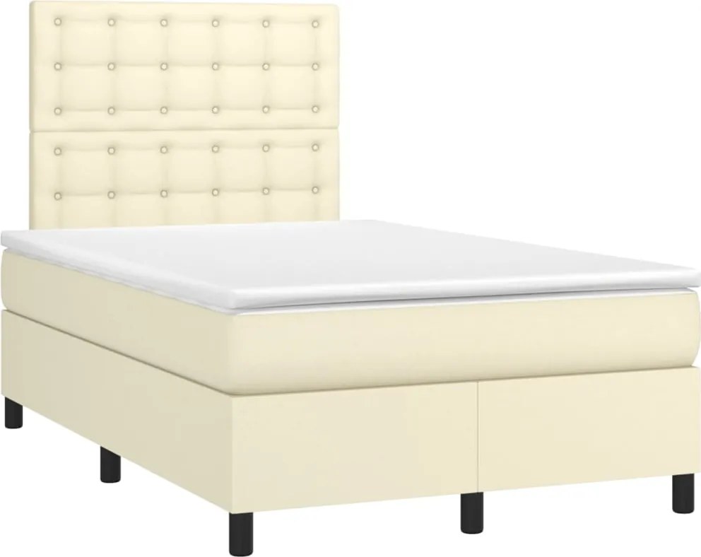 Box spring postel s matrací a LED krémová 120x200 cm umělá kůže 3135935