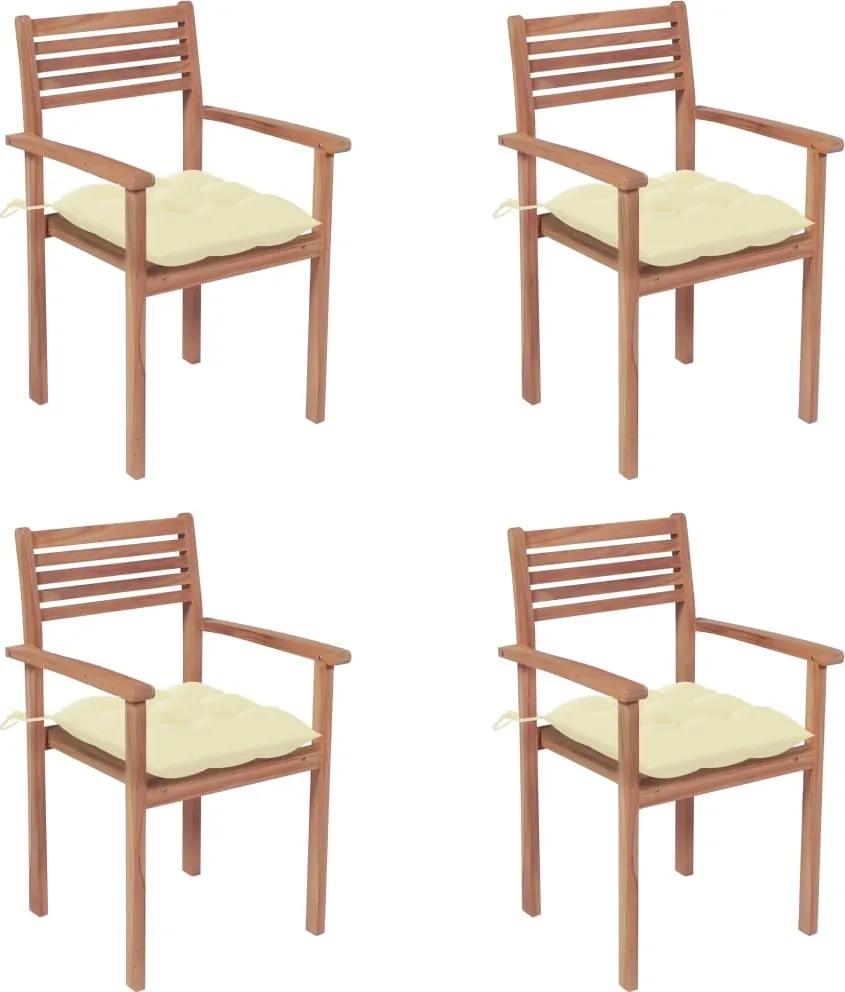 vidaXL Zahradní židle 4 ks podušky masivní teak [3062304] Barva: taupe