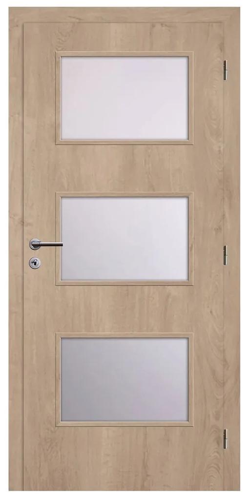 Solodoor Interiérové dveře Etta 6, 80 P, 850 × 1985 mm, fólie, pravé, dub Western, prosklené
