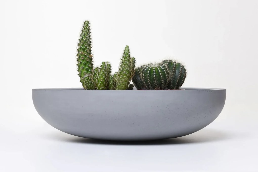 Okrasná miska PLANA, sklolaminát, Ø 34 cm, šedá
