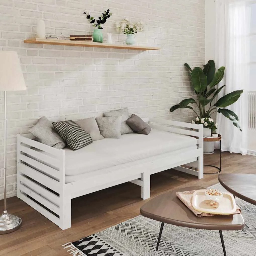 Výsuvná denní postel 2 × (90x200 cm) bílá masivní borové dřevo 3083670
