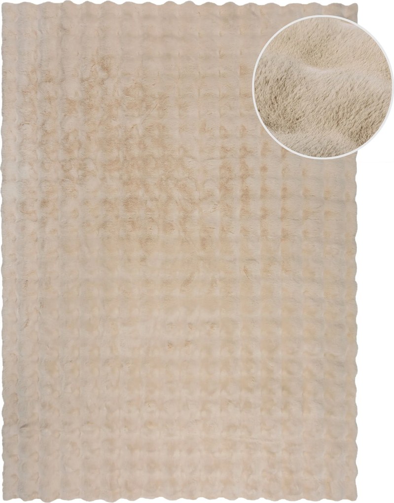 Kusový koberec Waffle Faux Fur Ivory, 180x290, béžová, obývacia izba, Flair Rugs