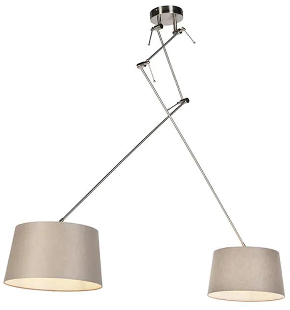 Závěsná lampa s plátěnými odstíny taupe 35 cm - ocel Blitz II