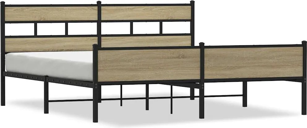 Kovový rám postele bez matrace dub sonoma 180 x 200 cm 3308504