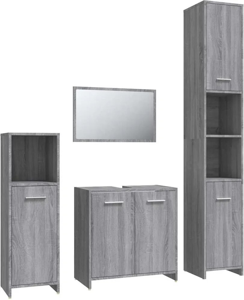 4dílný set koupelnového nábytku šedý sonoma kompozitní dřevo 3154404