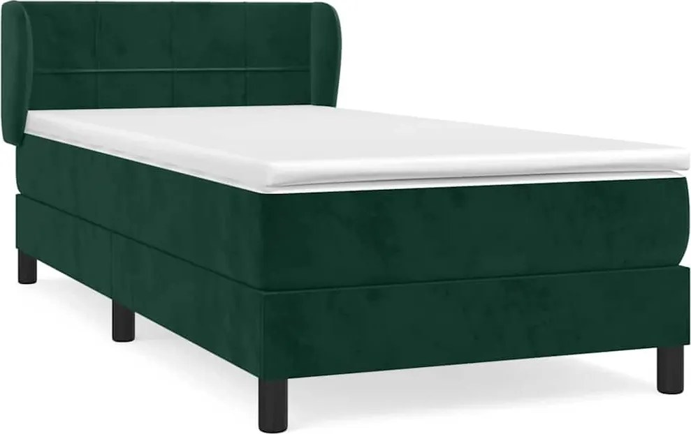 Box spring postel s matrací tmavě zelená 90x190 cm samet 3127466