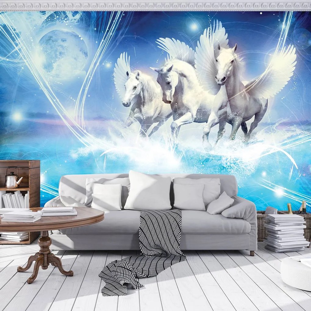 Fototapeta - Pegasus na modrém pozadí (152,5x104 cm)