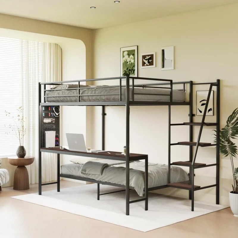 Patrová postel, černá, kov, 90x200, NIVARA Kondela 0000416498