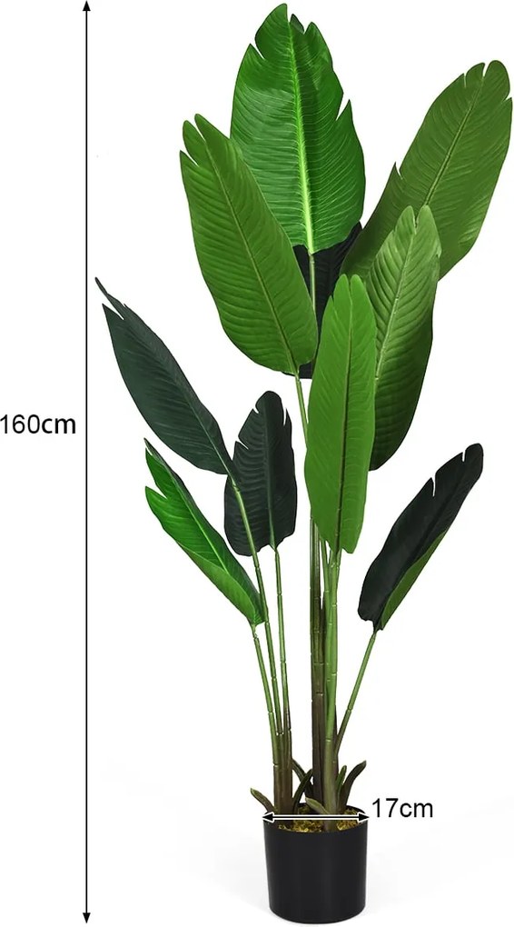 Costway Umělá rostlina Umělá zelená rostlina 160 cm Tropická palma Umělá