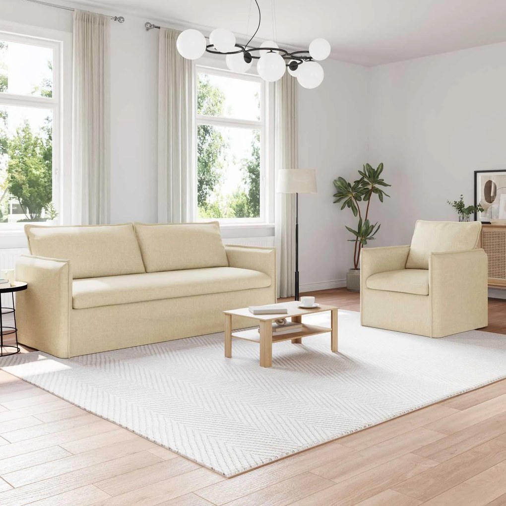 Set pohovek 2 ks Krémová Textil 3407616