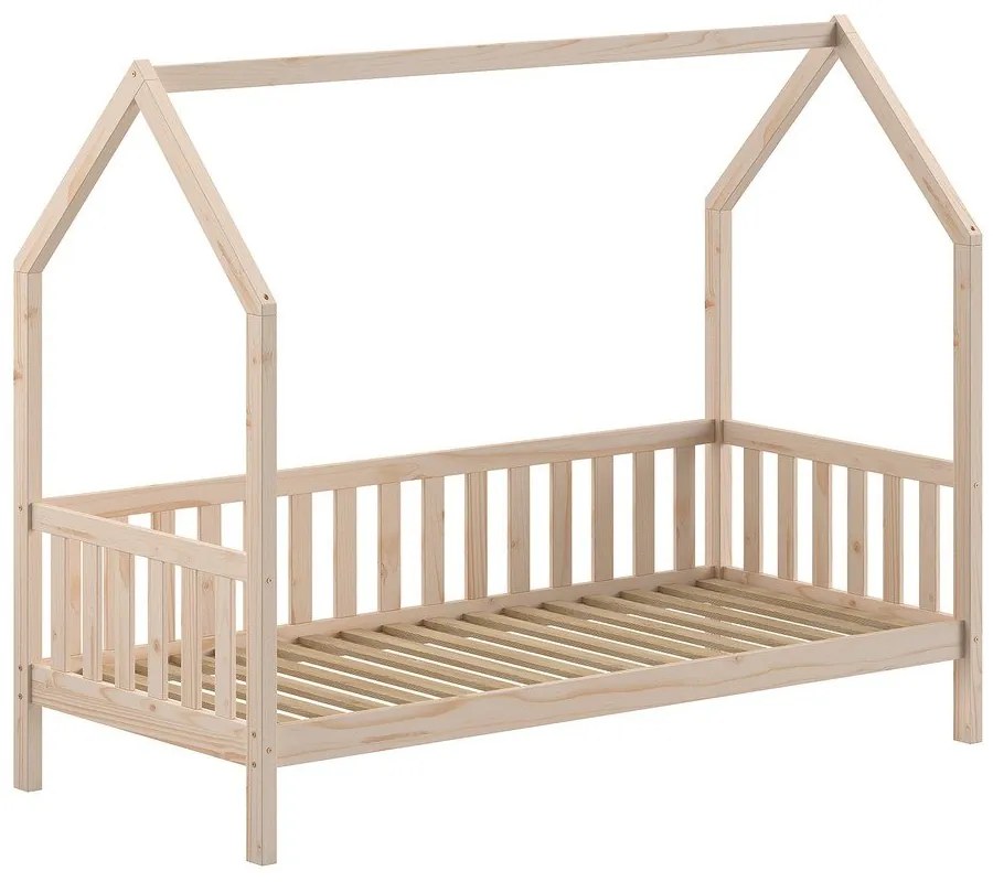 Domečková dětská postel z borovicového dřeva s roštem v přírodní barvě 90x200 cm Cabane – Vipack Biano.cz