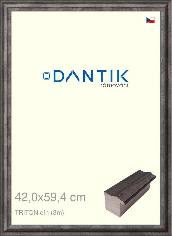 DANTIK rámeček 42x59,4 | TRITON cín (Plexi Čiré)