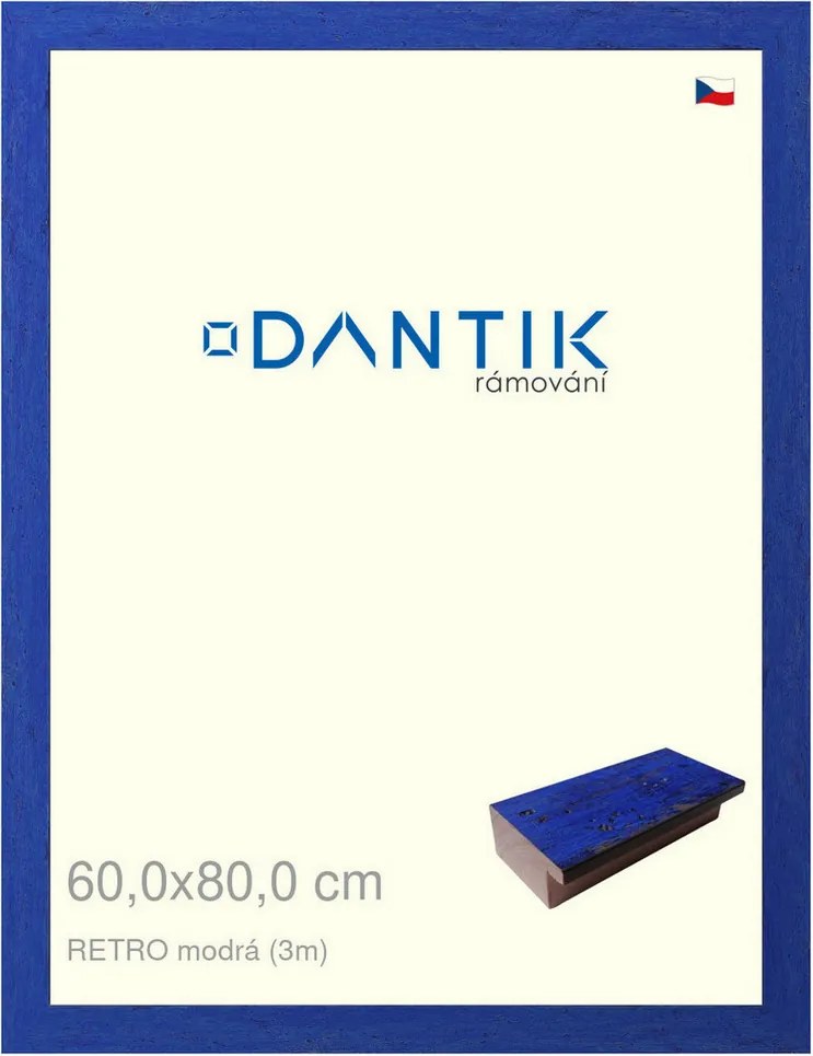 DANTIK rámeček 60x80 | RETRO modrá (Plexi Čiré)