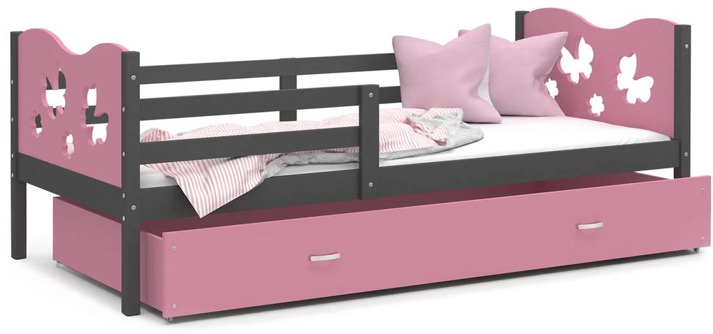 Dětská postel s výřezem a úložným prostorem 190 x 80 cm barevný rám