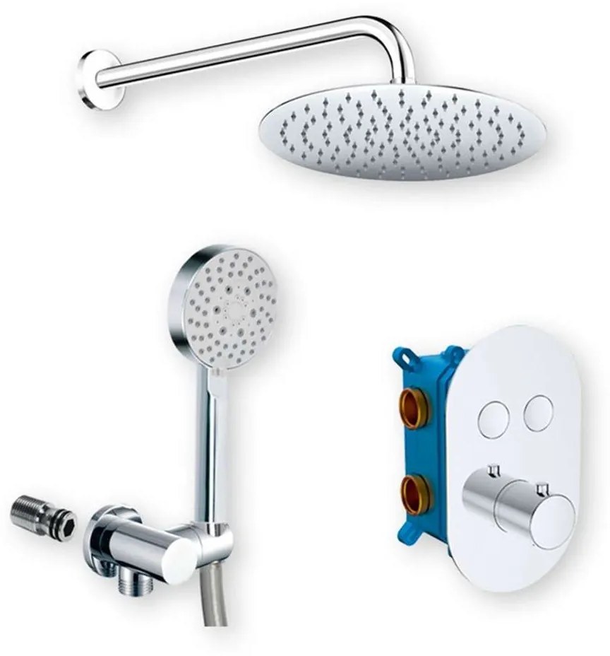 Mereo - Sprchový set s termostatem pod omítku, 20 cm, 5 proudů, chrom CB60106TB3