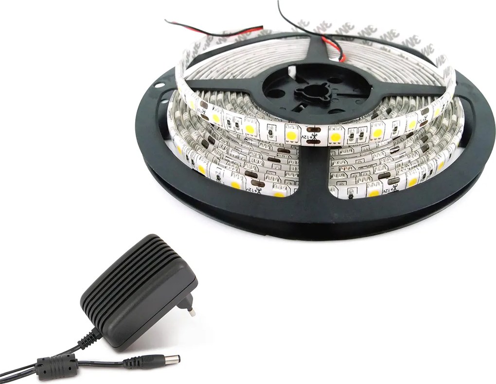 ECOLIGHT LED pásek - SMD 5050 - 1m - 60LED/m - 14,4W/m - IP65 - 750Lm - studená bílá + zdroj KOMPLET