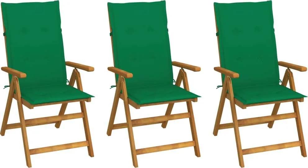 vidaXL Skládací zahradní židle s poduškami 3 ks masivní akáciové dřevo [3064089] Barva: antracitová